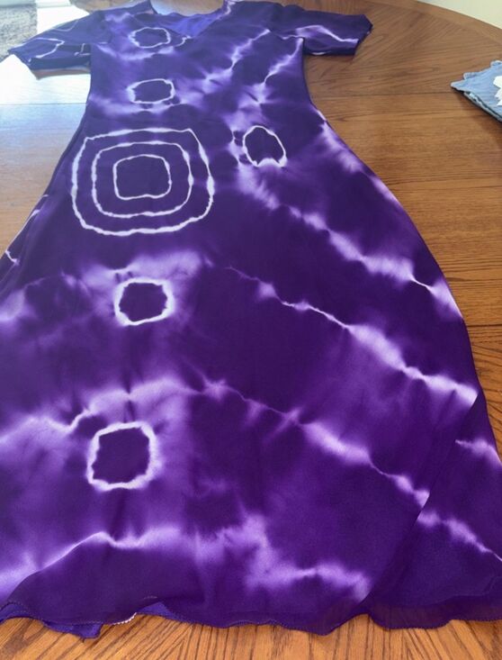 Handmade | Dresses | Vtg 7s Purple Batik Bullseye Sheer Overlay Aline ...